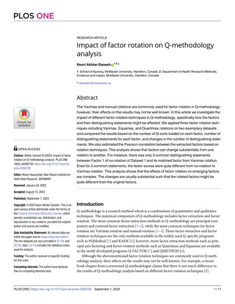 Pdf Impact Of Factor Rotation On Q Methodology Analysis