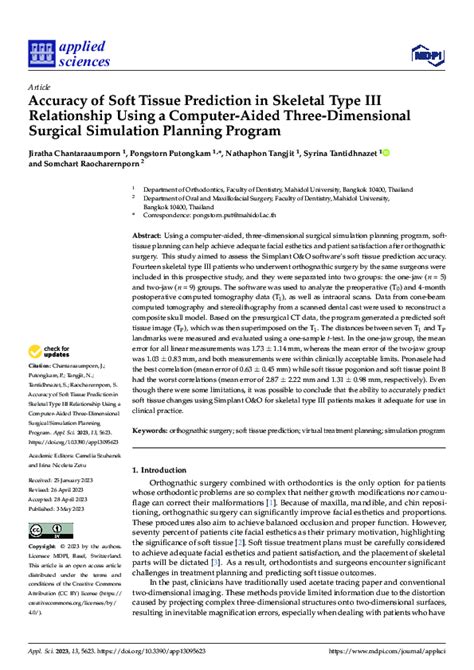pdf accuracy of soft tissue prediction in skeletal type iii