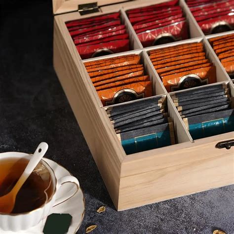 Tea Organizer Storage Box Tea Bag Holder 9 Compartments Decorative