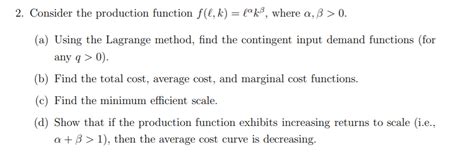 Solved 2 Consider The Production Function F L K L°kb