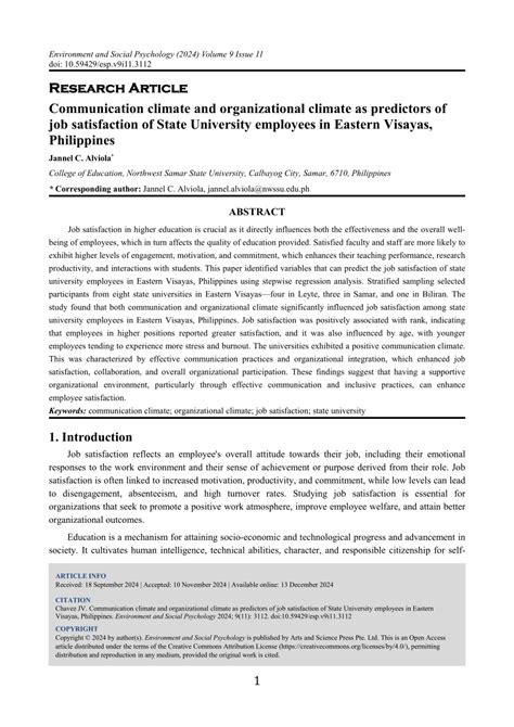 Pdf Communication Climate And Organizational Climate As Predictors Of Job Satisfaction Of