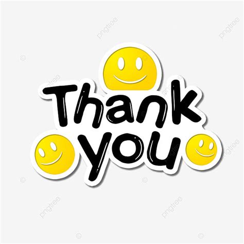 Thank You Cute Clipart Vector Thank You Cute Font Sticker Yellow