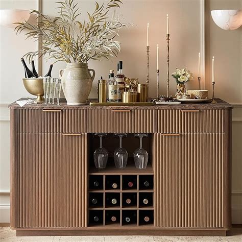 Win2win Fluted Sideboard Buffet Cabinet With Storage 59