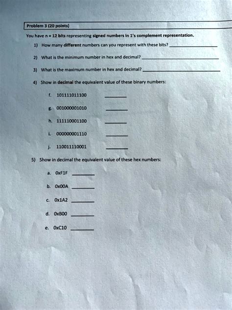 solved problem 3 20 points you have n 12 bits representing signed