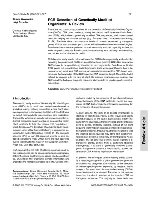 Pdf Pcr Detection Of Genetically Modified Organisms A Review