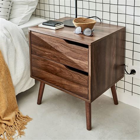 Walnut Wood Effect Bedside Table Walnut Wood Effect