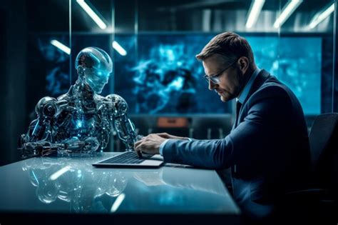 Premium Photo Collaboration Between Humans And Ai Systems In A Work Environment Ai Generative