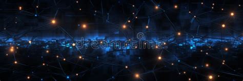 Digital Futuristic Network Connectivity Abstract Neural Network With Glowing Nodes And Dark