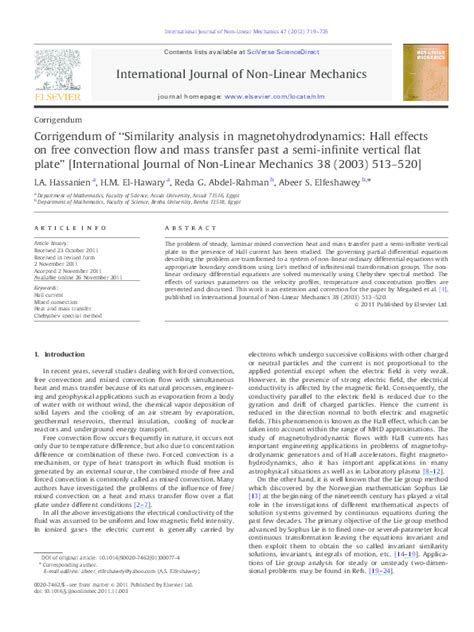 Pdf Corrigendum Of Similarity Analysis In Magnetohydrodynamics Hall Effects On Free