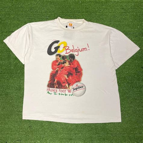 Vintage 90s Belgium Football Graphic T Shirt Depop