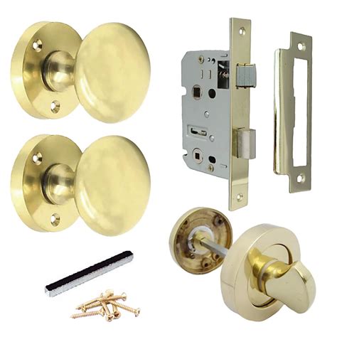 Door Knobs Round Victorian Mortice Knob Sprung Brass Thumbturn Lock Pack 56mm Diy At Bandq