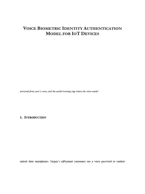 Voice Biometric Identity Authentication Model For Iot Devices Pdf