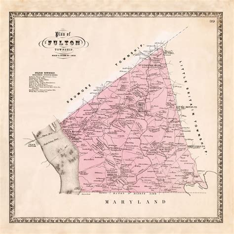 1864 Map Of Fulton Township Lancaster County Pa Uncharted Lancaster