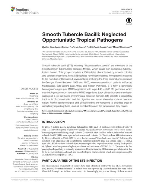 Pdf Smooth Tubercle Bacilli Neglected Opportunistic Tropical Pathogens