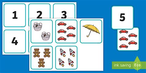 Editable 1 To 5 Number And Quantity Matching Cards Twinkl