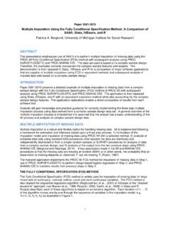 Multiple Imputation Using The Fully Conditional Multiple Imputation Using The Fully