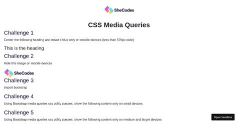 Media Queries Challenge Forked Codesandbox