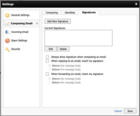 setting up my email signature in webmail rocketspark