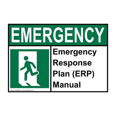 Emergency Sign Emergency Response Plan Erp Manual ANSI