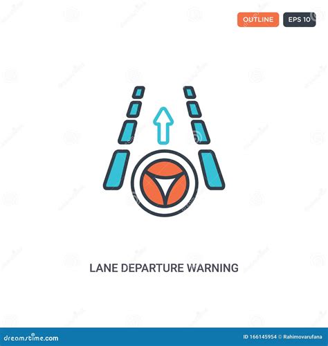 2 Color Lane Departure Warning Concept Line Vector Icon Isolated Two Colored Lane Departure