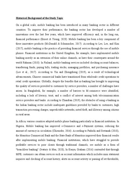 Historical Background Of The Study Topic Pdf Banks Economies
