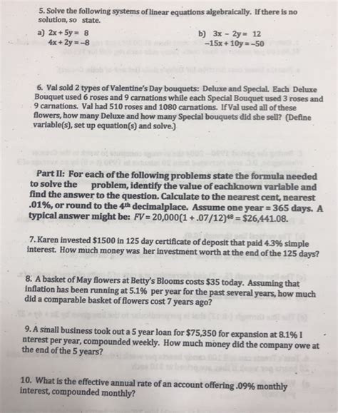 Solved 5 Solve The Following Systems Of Linear Equations