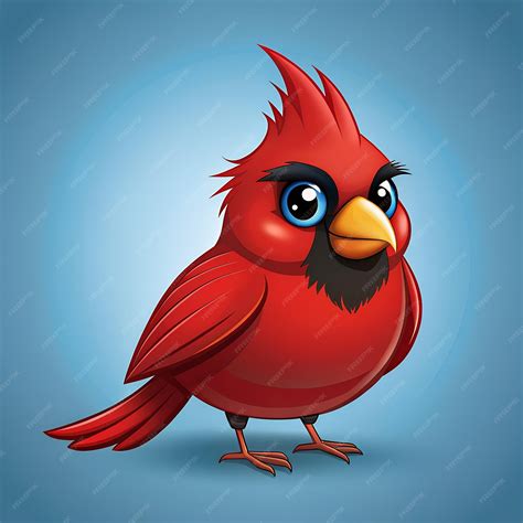 Cute Northern Cardinal Cartoon Character Mascot Illustration Premium
