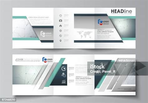 트라이 대 한 비즈니스 템플릿 평방 디자인 브로셔 접어 커버 전단지 레이아웃 벡터 유전과 화학 화합물입니다 원자 Dna와 신경입니다 의학 화학 과학 개념입니다 기하학적 배경