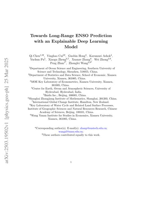 Pdf Towards Long Range Enso Prediction With An Explainable Deep