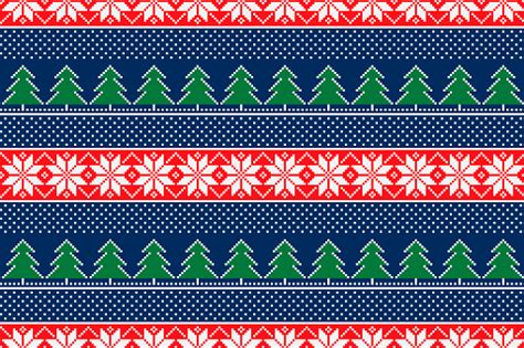 크리스마스 트리와 겨울 휴가 픽셀 패턴입니다 전통적인 북유럽 원활한 줄무늬 장식 니트 스웨터 패턴 디자인 또는 크로스 스티치