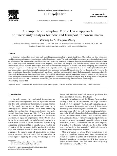 Pdf On Importance Sampling Monte Carlo Approach To Flow And Transport In Heterogeneous
