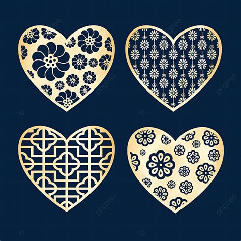 Hollow Pattern PNG Transparent Love Metal Hollow Pattern Love Hollow Pattern Gold Pattern