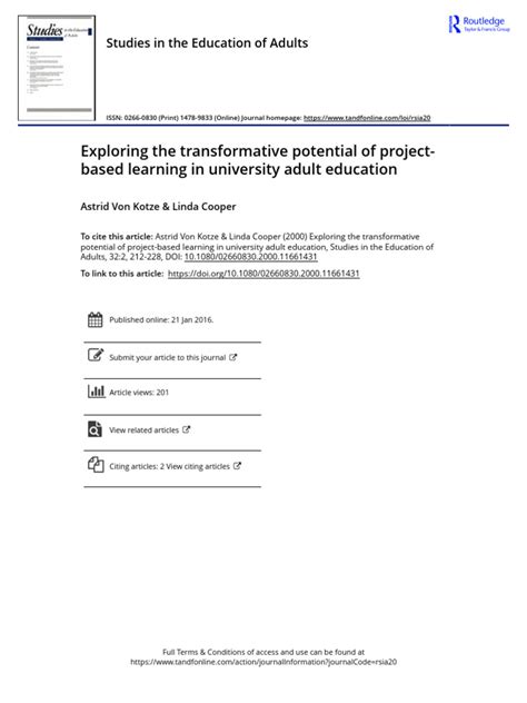 exploring the transformative potential of project based learning in