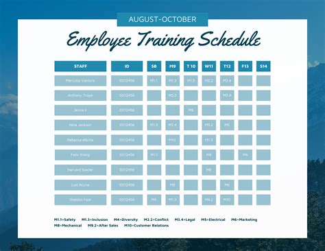 Blue Employee Training Schedule Venngage