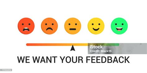 피드백 이모티콘 감정의 규모 우리는 당신의 의견을 원한다 벡터 개념 규모에 대한 스톡 벡터 아트 및 기타 이미지 규모 5