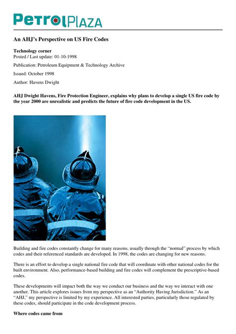 Pdf An Ahjs Perspective On Us Fire Codes