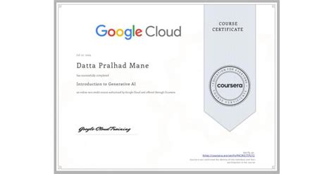datta mane on linkedin completion certificate for introduction to generative ai