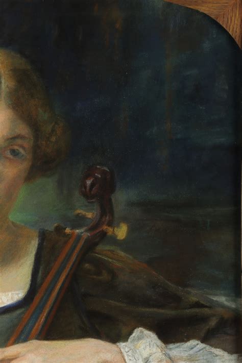 jeune femme jouant d un instrumenr à cordes par edgard maxence 1871