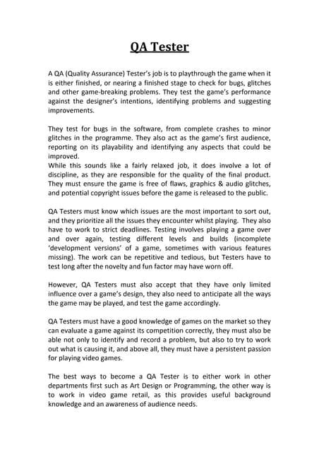Qa Tester Pdf