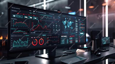 Premium Photo A Sleek Modern Desktop Monitor Displays An Advanced