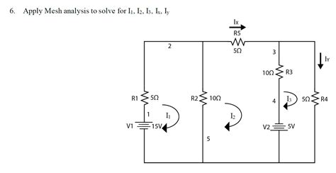 solved 6 apply mesh analysis to solve for i1 i2 i3 ix iy