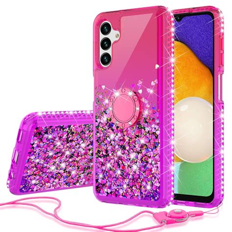 Liquid Quicksand Glitter Cute Phone Case For Samsung Galaxy A G Case Ring Kickstand For Girls