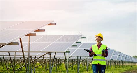 Young Female Solar Cell Engineer Is Working Hard Working In