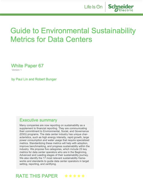 Key Guidance On Environmental Sustainability Metrics For Data Centres