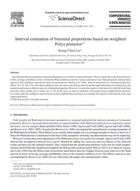 Pdf Interval Estimation Of Binomial Proportions Based On Weighted