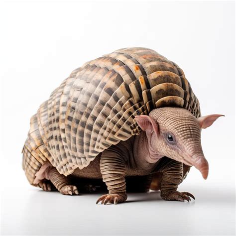 Elongated Armadillo Sculpture In Earthy Tones On White Background Stock Illustration