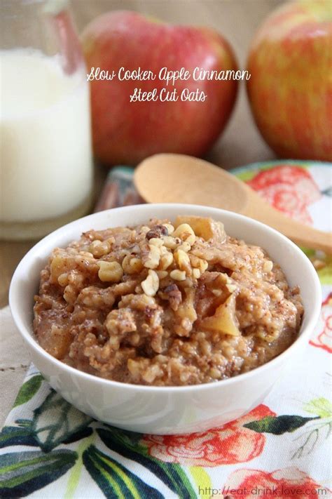 Slow Cooker Apple Cinnamon Steel Cut Oats Eat Drink Love