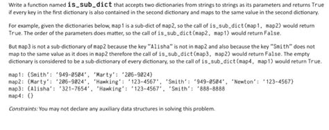 solved write a function named is sub dict that accepts two