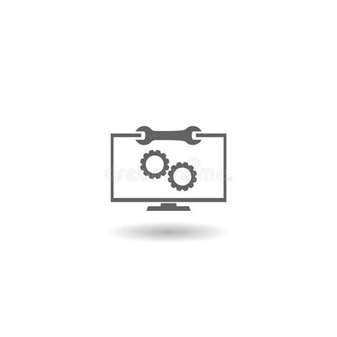 Computer Repair Service Icon With Shadow Stock Vector Illustration Of Service Communication