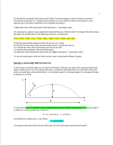solved lab 3 projectile motion you will need a few formulas